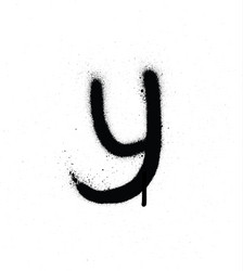 Sprayed y font graffiti with leak in black Vector Image
