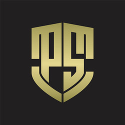 Ps logo monogram with emblem shield design Vector Image