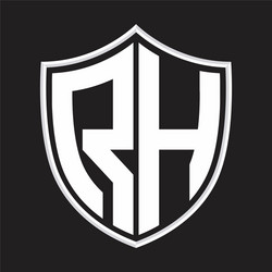 Rh logo monogram with circle and four taper shape Vector Image