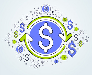 Dollar sign and loop arrow currency exchange Vector Image
