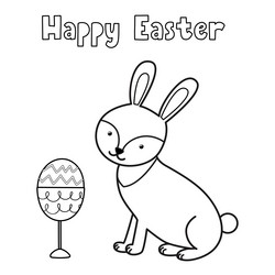 Easter bunny juggling eggs coloring page for kids Vector Image