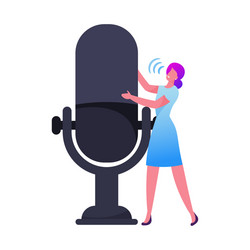 Politicians speaking with microphone to audience Vector Image