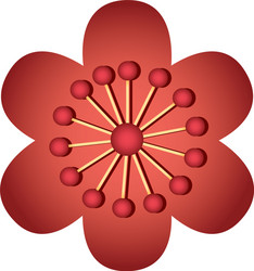 Pink chinese flower icon detailed style Royalty Free Vector