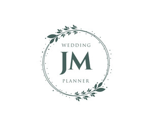 Jm initials letter wedding monogram logos Vector Image