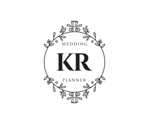 Kr initials letter wedding monogram logos Vector Image