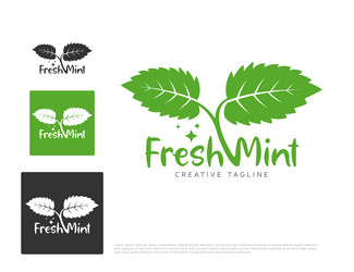 Green mint leaves logo design Royalty Free Vector Image