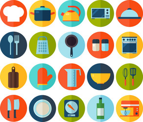 Cooking icon set kitchen tools equipment Vector Image