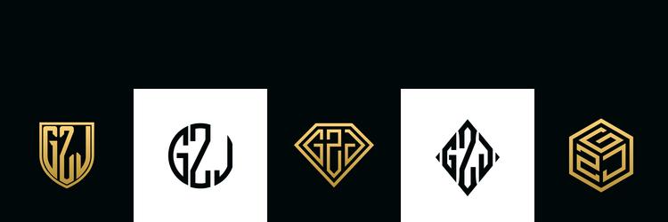 Initial letters gvf logo designs bundle Royalty Free Vector