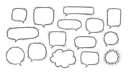 Speech symbol talk and thinking hand drawn style Vector Image