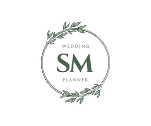 Sm initials letter wedding monogram logos Vector Image