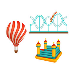 Amusement park objects icon set Royalty Free Vector Image