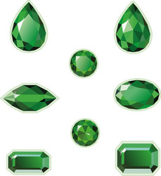 Set of green emerald pendants Royalty Free Vector Image