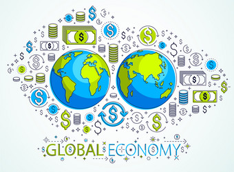 Global economy concept planet earth with dollar Vector Image