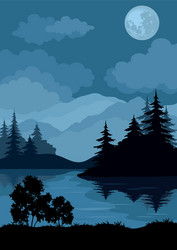 Seamless landscape trees river and mountains Vector Image
