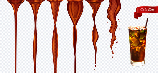 Realistic splash and stream cola Royalty Free Vector Image
