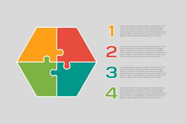 Diagram infographic 4 steps hexagon puzzle jigsaw Vector Image