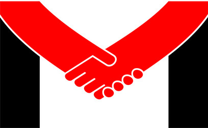 Letter m hand shake symbol design Royalty Free Vector Image