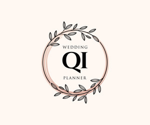 Qi initials letter wedding monogram logos Vector Image