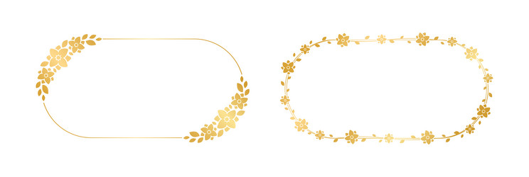 Gold oval floral frame set luxury golden frame Vector Image