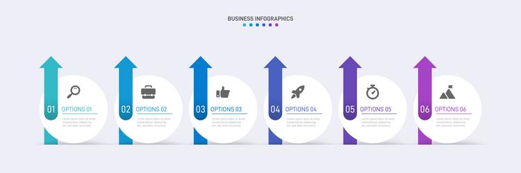 Horizontal progress bar featuring 6 arrow-shaped Vector Image