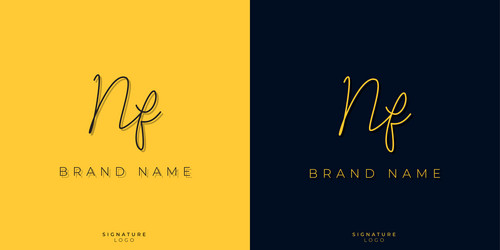 Initial letters nf logo design bundle Royalty Free Vector