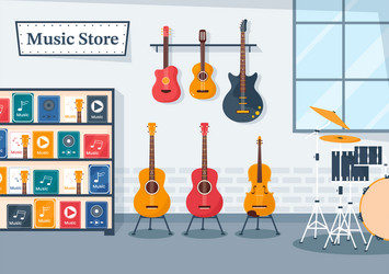 Music store with various musical instruments cd Vector Image