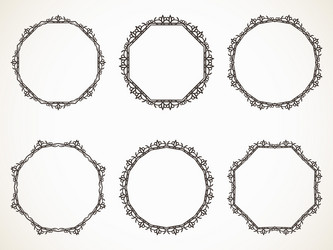 Ornamental calligraphic round frame design Vector Image