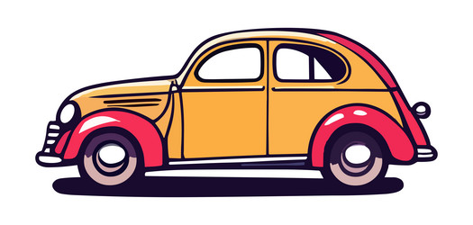 Retro car side view cartoon Royalty Free Vector Image