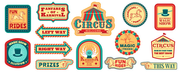 Carnival banners retro circus banner templates Vector Image