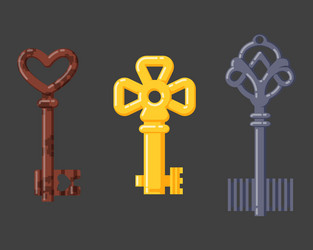 Vintage gold keys realistic isolated elements Vector Image