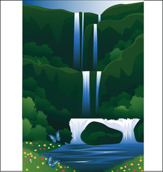 Beautiful waterfall Royalty Free Vector Image - VectorStock