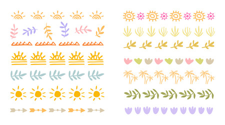 Hand drawn boho doodle borders set cute strokes Vector Image