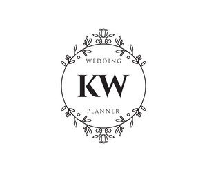 Kw initials letter wedding monogram logos Vector Image