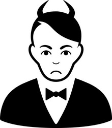 Sad devil black icon Royalty Free Vector Image