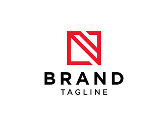 Simple initial letter n logo red geometric arrow Vector Image