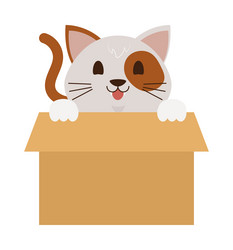 Cartoon cat pushing a box Royalty Free Vector Image