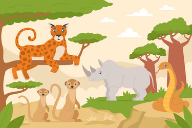 Hand drawn wild animals set Royalty Free Vector Image
