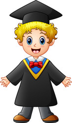Happy graduation boy cartoon Royalty Free Vector Image