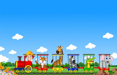Animal train cartoon Royalty Free Vector Image
