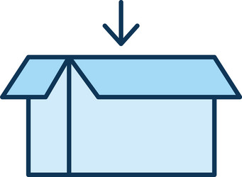 Open blue packing box with one arrow on a white Vector Image