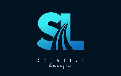 Golden letters sl s l logo with leading lines Vector Image