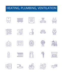 Hvac line icons signs set outline Royalty Free Vector Image