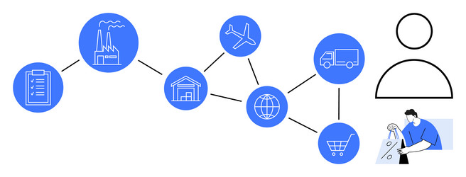 Logistics and supply chain process with global Vector Image