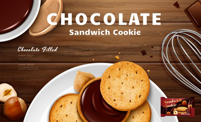 Chocolate sandwich cookie ad Royalty Free Vector Image
