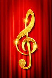 Gold ribbon in shape treble clef Royalty Free Vector Image