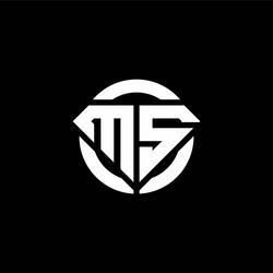 Ms monogram logo with curved side Royalty Free Vector Image