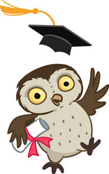 Cute owl cartoon wearing graduation cap Royalty Free Vector