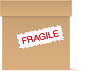 Brown cardboard box with warning sign Royalty Free Vector