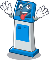 Finger digital information cartoon kiosk next Vector Image