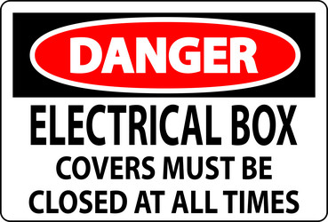Danger sign electrical box covers must be closed Vector Image